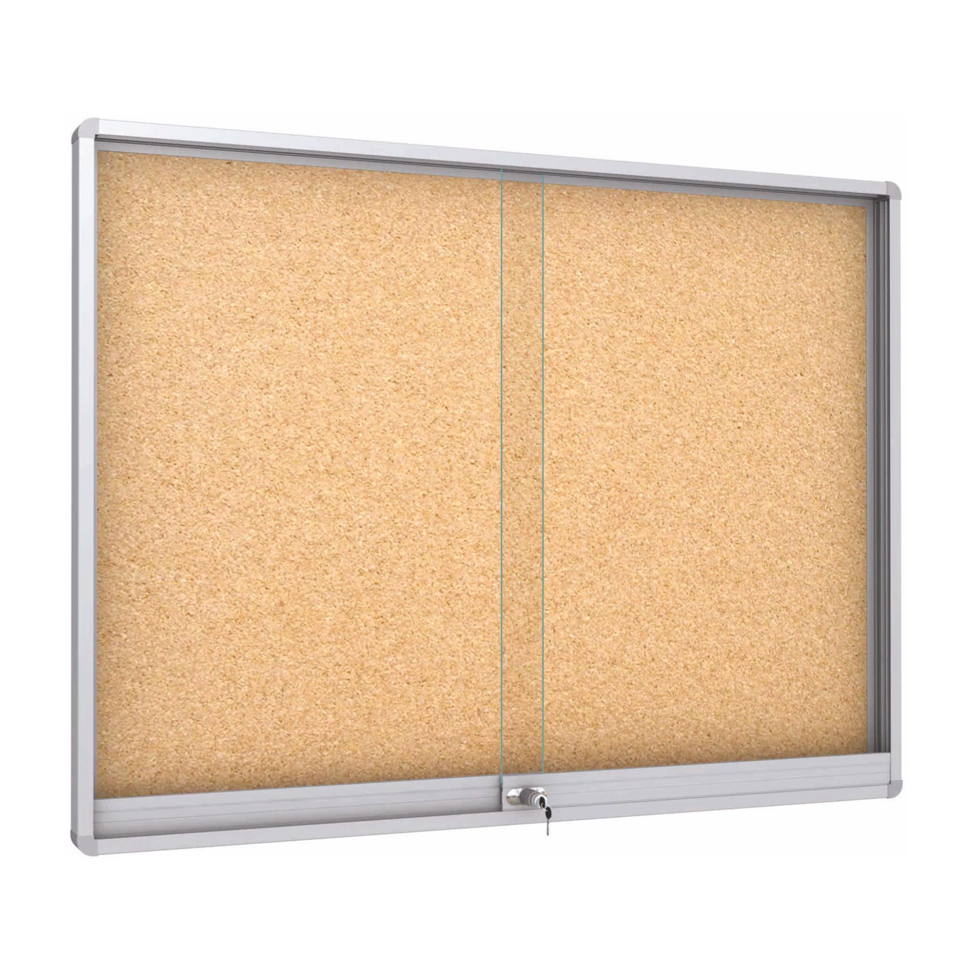 MIDI Sliding Doors Noticeboard "Cork" - Ores Display Systems